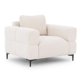 SESSEL Cardea in Bubble-Optik aus weichem Creme Strukturstoff mit hohem Sitzkomfort