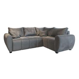 ECKSOFA MADISON L R-S Hellgrau Pl&uuml;sch-Stoff mit Schlaffunktion