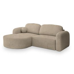 ECKSOFA AMILIA L-S Beige Boucle-Stoff mit Schlaffunktion