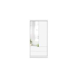 DREHT&Uuml;RENSCHRANK AKALI 103/213/60 cm 2-t&uuml;rig mit Spiegel Wei&szlig;