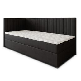 BOXBETT ARIS 100x200 cm mit Matratze und Topper, H2+H3 - Schwarz