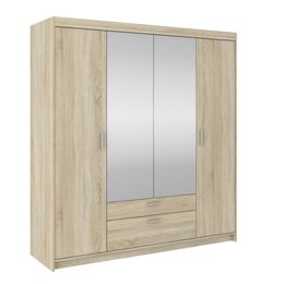 DREHT&Uuml;RENSCHRANK ELENORA 176,3/190,5/53cm 4-t&uuml;rig mit Spiegel Sonoma Eiche