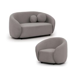 SITZGARNITUR 2+1 Roundi Grau Boucl&eacute;