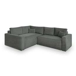 ECKSOFA ERONIS L-S Grau Velours-Stoff mit Schlaffunktion