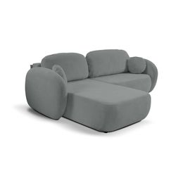 ECKSOFA AMICO L-S Grau Geflochtener Stoff mit Schlaffunktion