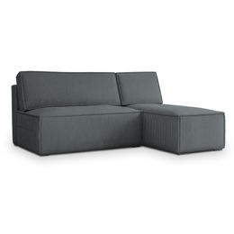 ECKSOFA BRISO P Grau Kordstoff mit Schlaffunktion