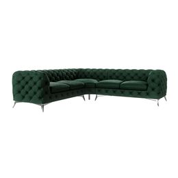 ECKSOFA Chesterfield Laura Flasche Gr&uuml;n Samt