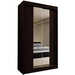 SCHWEBET&Uuml;RENSCHRANK LUCENZA 120/216/61 cm 2-t&uuml;rig mit Spiegel Wengefarben