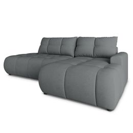 ECKSOFA FLUMA CL R-S Grau Samtstoff mit Schlaffunktion