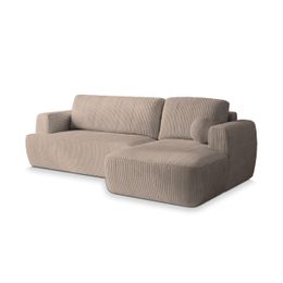 ECKSOFA SENTI P R-S Beige Kordstoff mit Schlaffunktion