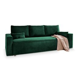 BETTSOFA ALATRI Gr&uuml;n Velours-Stoff mit Schlaffunktion