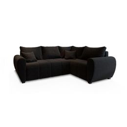 ECKSOFA MADISON L R-S Schwarz D&uuml;nner Stoff mit Schlaffunktion
