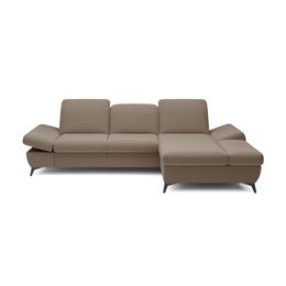 ECKSOFA FELICE R-S Braun Geflochtener Stoff mit Schlaffunktion
