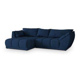 ECKSOFA ORENTI L-S Blau Velours-Stoff mit Schlaffunktion