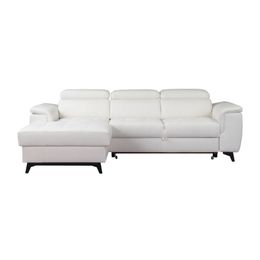 ECKSOFA VOLA Wei&szlig; Velours-Stoff mit Schlaffunktion
