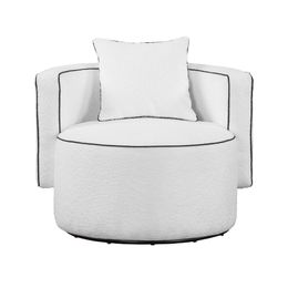 SESSEL TAURUS, Polstersessel Klassisch Loungesessel, Bucle-Stoff Wei&szlig;