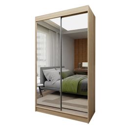 SCHWEBET&Uuml;RENSCHRANK BELLINA 120/216/61 cm 2-t&uuml;rig mit Spiegel Sonoma Eiche
