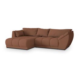 ECKSOFA ORENTI L-S Kupferfarben Boucle-Stoff mit Schlaffunktion