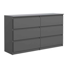 KOMMODE NUDO 138,5/78,5/39cm mit 6 Schubladen T&uuml;ren Anthrazit