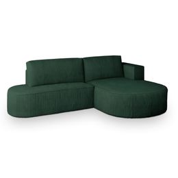 ECKSOFA CORTIO P R-S Gr&uuml;n Kordstoff mit Schlaffunktion