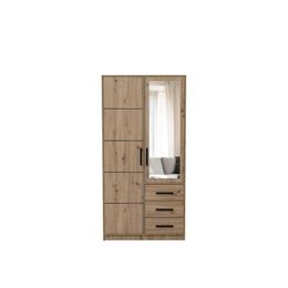 DREHT&Uuml;RENSCHRANK FIORA 100/200/57,5 cm 2-t&uuml;rig mit Spiegel Eiche Artisan