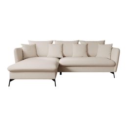 ECKSOFA FERRO Creme Chenille mit Schlaffunktion