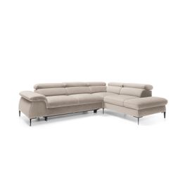 ECKSOFA MESTO Beige Velours-Stoff mit Schlaffunktion