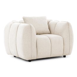 SESSEL Nubira in tief gesteppter Bubble-Optik aus weichem Hellbeige Strukturstoff im modernen Design