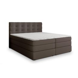 BOXSPRINGBETT AREZI 160x200 cm mit Matratze und Topper - Braun