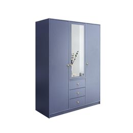 DREHT&Uuml;RENSCHRANK GALIO 149/200/57,5 cm 3-t&uuml;rig mit Spiegel Blau