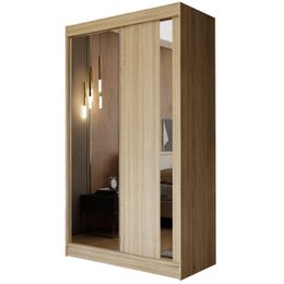SCHWEBET&Uuml;RENSCHRANK GRAZIA 120/216/61 cm 2-t&uuml;rig mit Spiegel Sonoma Eiche