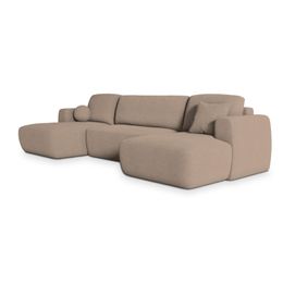 WOHNLANDSCHAFT SENTUM N Beige Boucle-Stoff mit Schlaffunktion