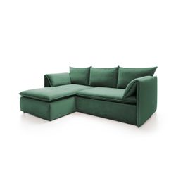 ECKSOFA PREGIO Gr&uuml;n Pl&uuml;sch-Stoff mit Schlaffunktion