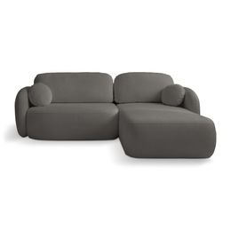 ECKSOFA AMICO R-S Grau Geflochtener Stoff mit Schlaffunktion