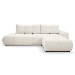ECKSOFA DUCA L-S Creme Boucle-Stoff mit Schlaffunktion
