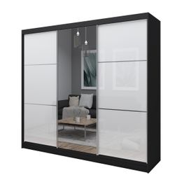 SCHWEBET&Uuml;RENSCHRANK VITALE 240/216/61 cm 3-t&uuml;rig mit Spiegel Schwarz