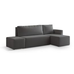 ECKSOFA VELOTTI R-S Grau Boucle-Stoff mit Schlaffunktion