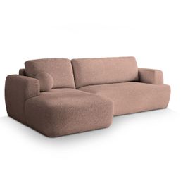 ECKSOFA SENTI N L-S Rosa Boucle-Stoff mit Schlaffunktion