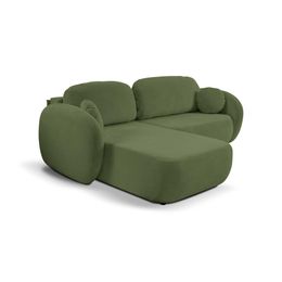 ECKSOFA AMICO L-S Olivgr&uuml;n Geflochtener Stoff mit Schlaffunktion