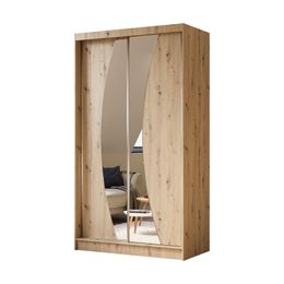 SCHWEBET&Uuml;RENSCHRANK VOCE 120/216/61 cm 2-t&uuml;rig mit Spiegel Eiche Artisan