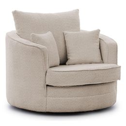 DREHSESSEL Ted aus Beige Boucle-Stoff