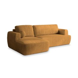 ECKSOFA SENTI P L-S Gelb Kordstoff mit Schlaffunktion