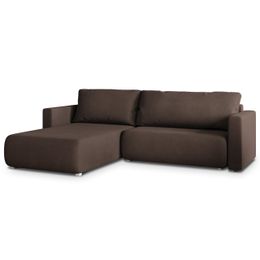 ECKSOFA TURIN Braun Geflochtener Stoff mit Schlaffunktion