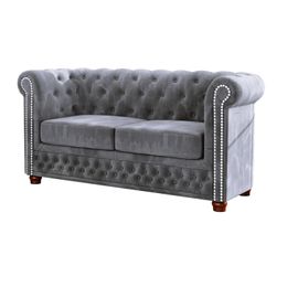 CHESTERFIELD-SOFA 2-sitzer Lauren Grau Samt