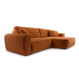 ECKSOFA VIVA Orange Kordstoff mit Schlaffunktion