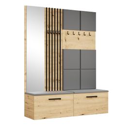 GARDEROBENSCHRANK MODULO 161,2/204/40 cm Modern Garderobe-Set Eiche Artisan