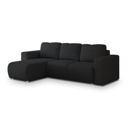 ECKSOFA RINOVA Schwarz Geflochtener Stoff mit Schlaffunktion