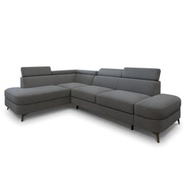 ECKSOFA AVISE Q L-S Grau Boucle-Stoff mit Schlaffunktion