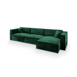 ECKSOFA TOLMO M Gr&uuml;n Velours-Stoff mit Schlaffunktion