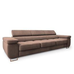 BETTSOFA MOSINE Ecru Velours-Stoff mit Schlaffunktion